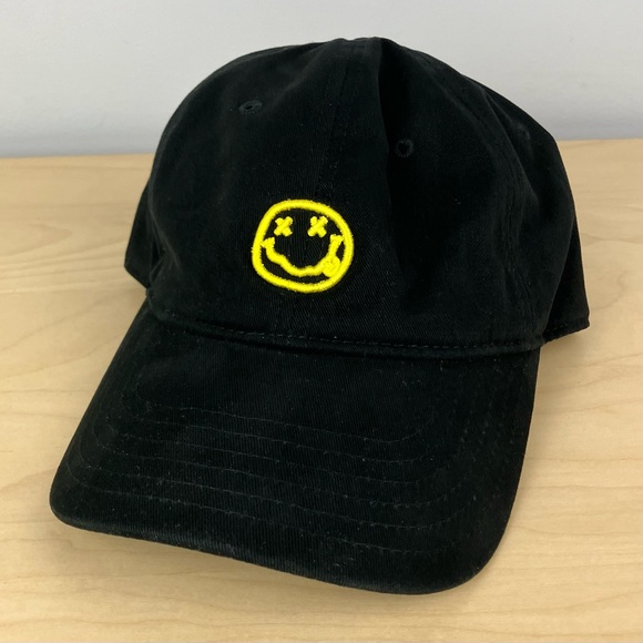 NIRVANA | Accessories | Nirvana Strapback Dad Hat Black Yellow Smiley ...